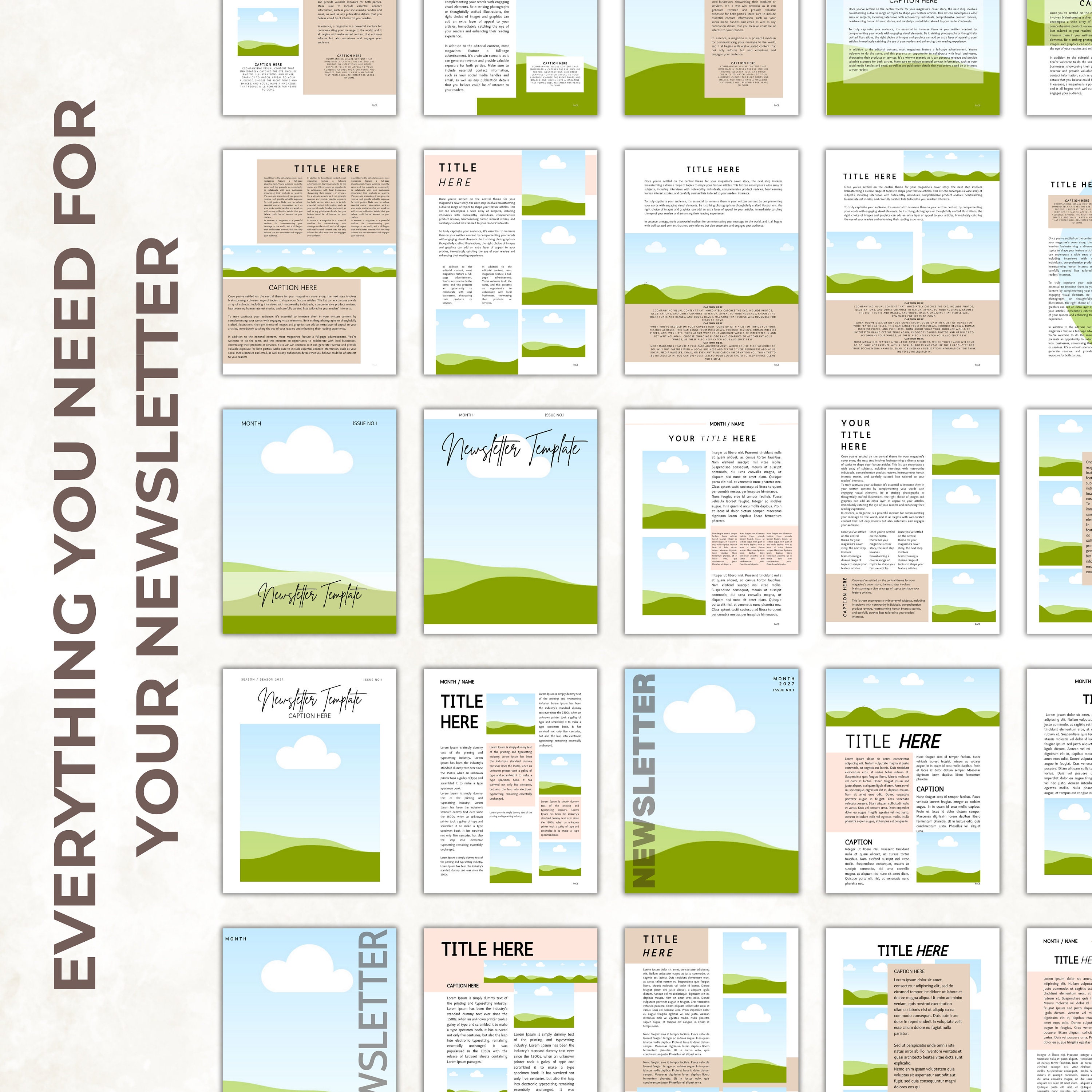30 Pages Newsletter Template, Editable in Canva Digital Newspaper for ...