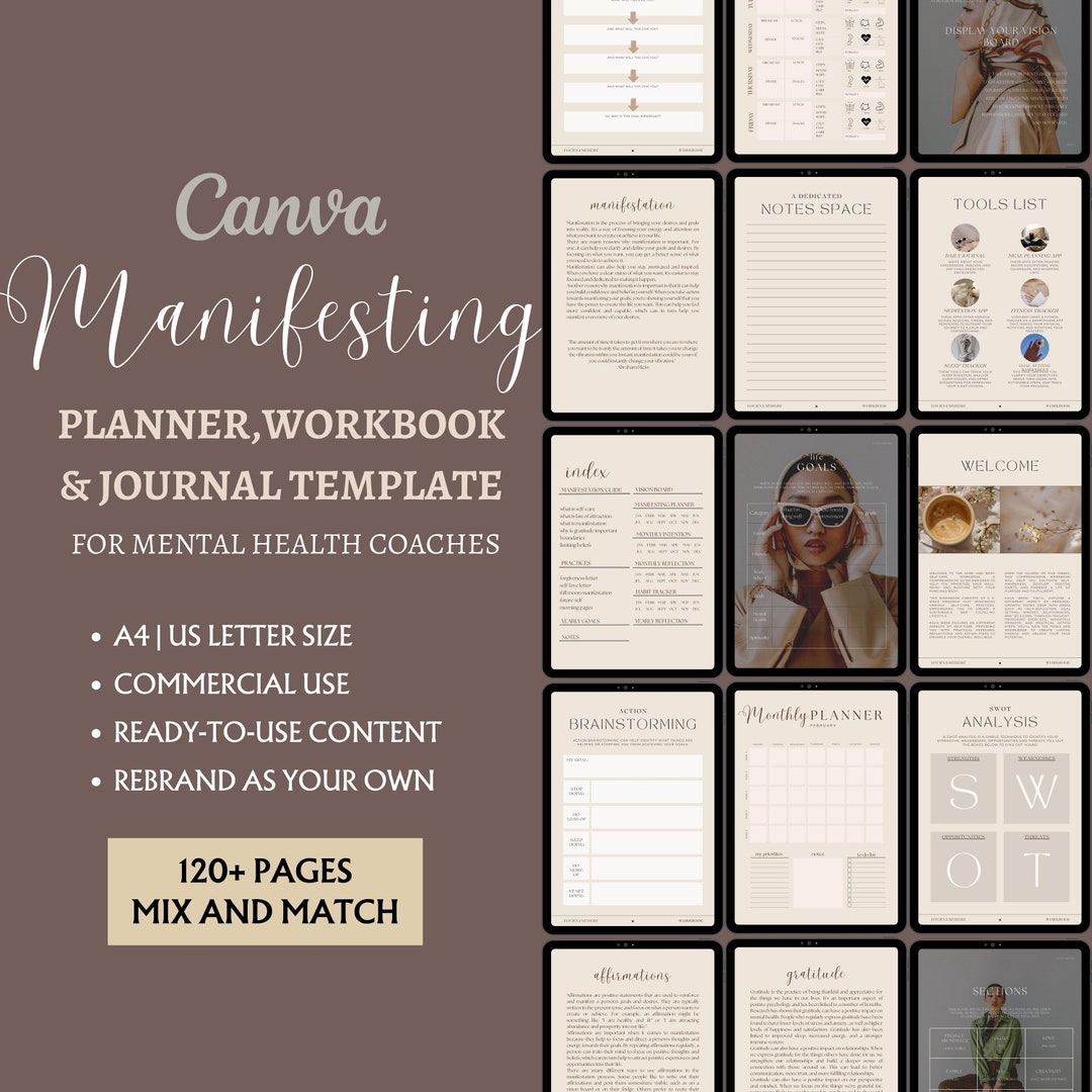 Ultimate Manifesting Planner Workbook & Journal Template, 120 Pages ...