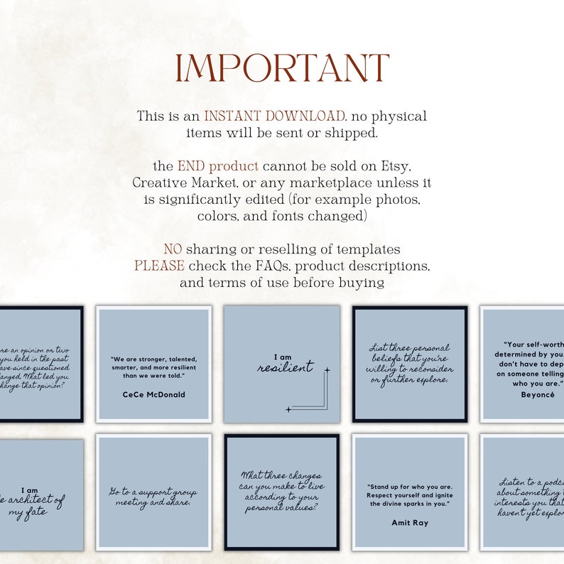 Printable Mental Health Card Deck Template, Editable 240 Affirmations ...