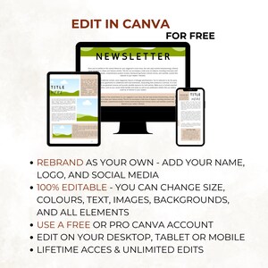 3 Pages Newsletter Template, Editable in Canva Daily, Weekly or Monthly ...