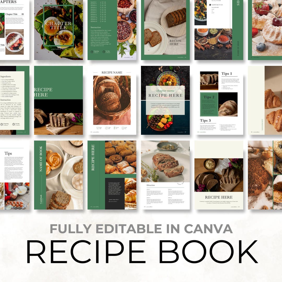 Editable Canva Recipe Book Template, Aesthetic Digital Cookbook ...