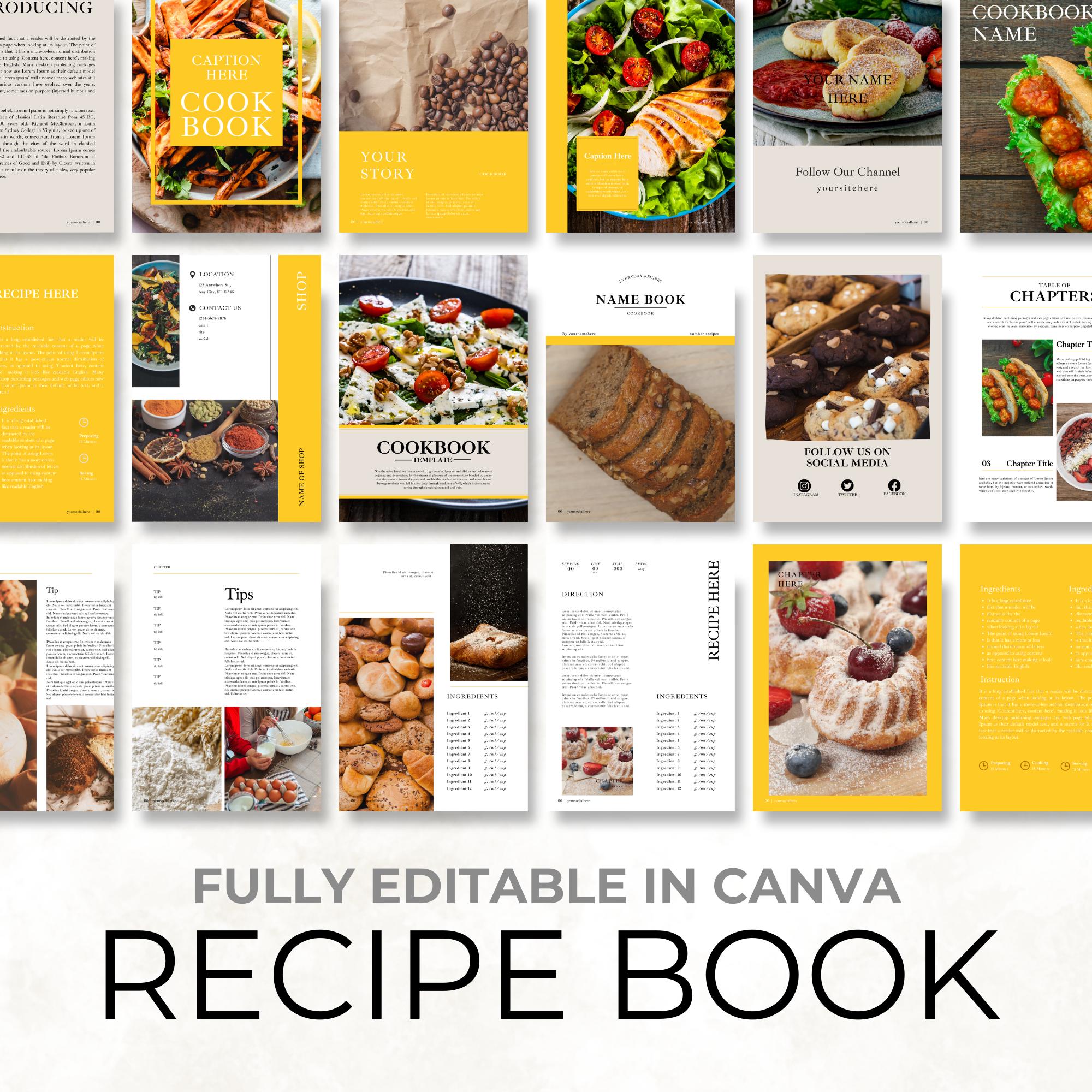 Editable Canva Recipe Book Template, Aesthetic Digital Cookbook ...