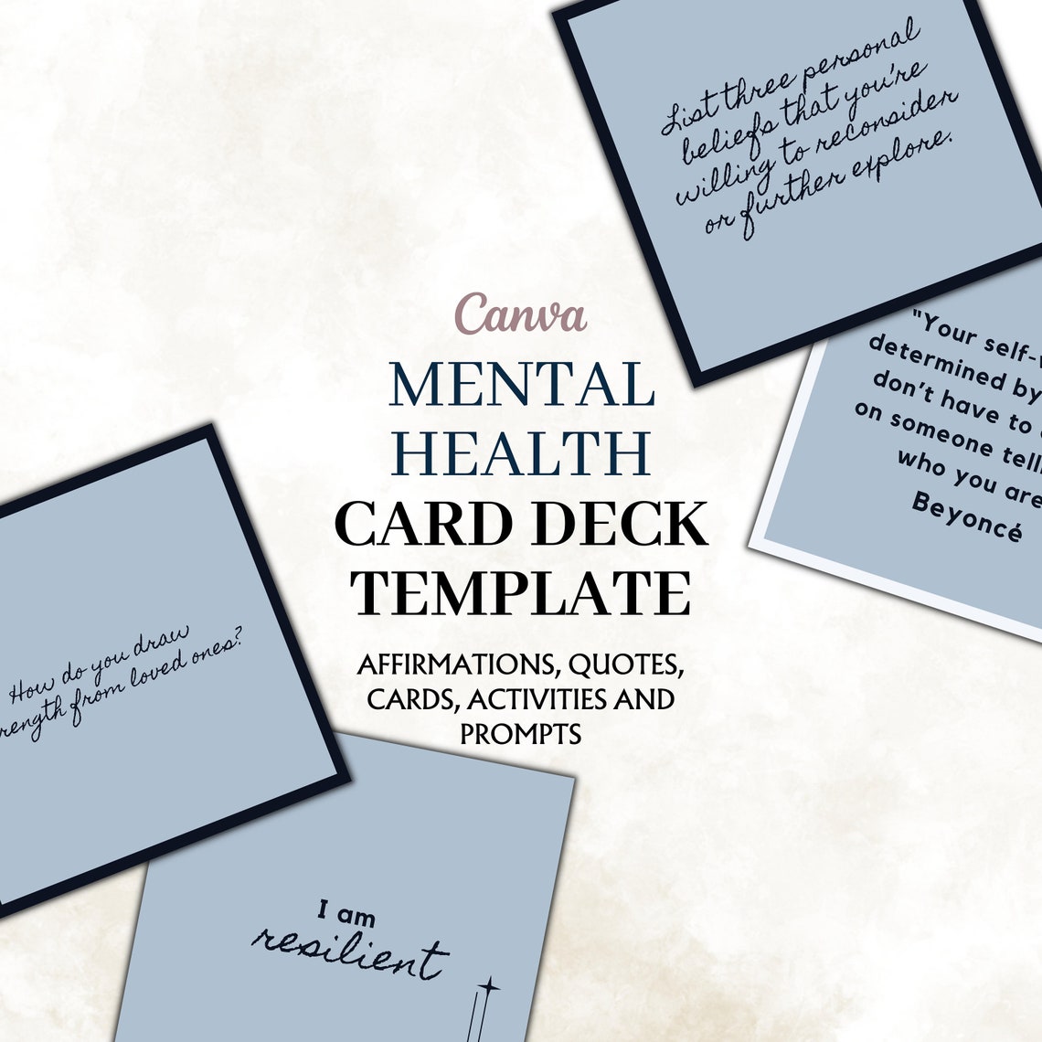 Printable Mental Health Card Deck Template, Editable 240 Affirmations ...