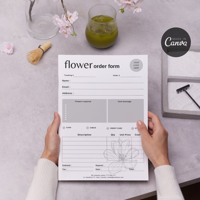 Florist Order Form Canva Template, Editable Craft Inventory Client ...
