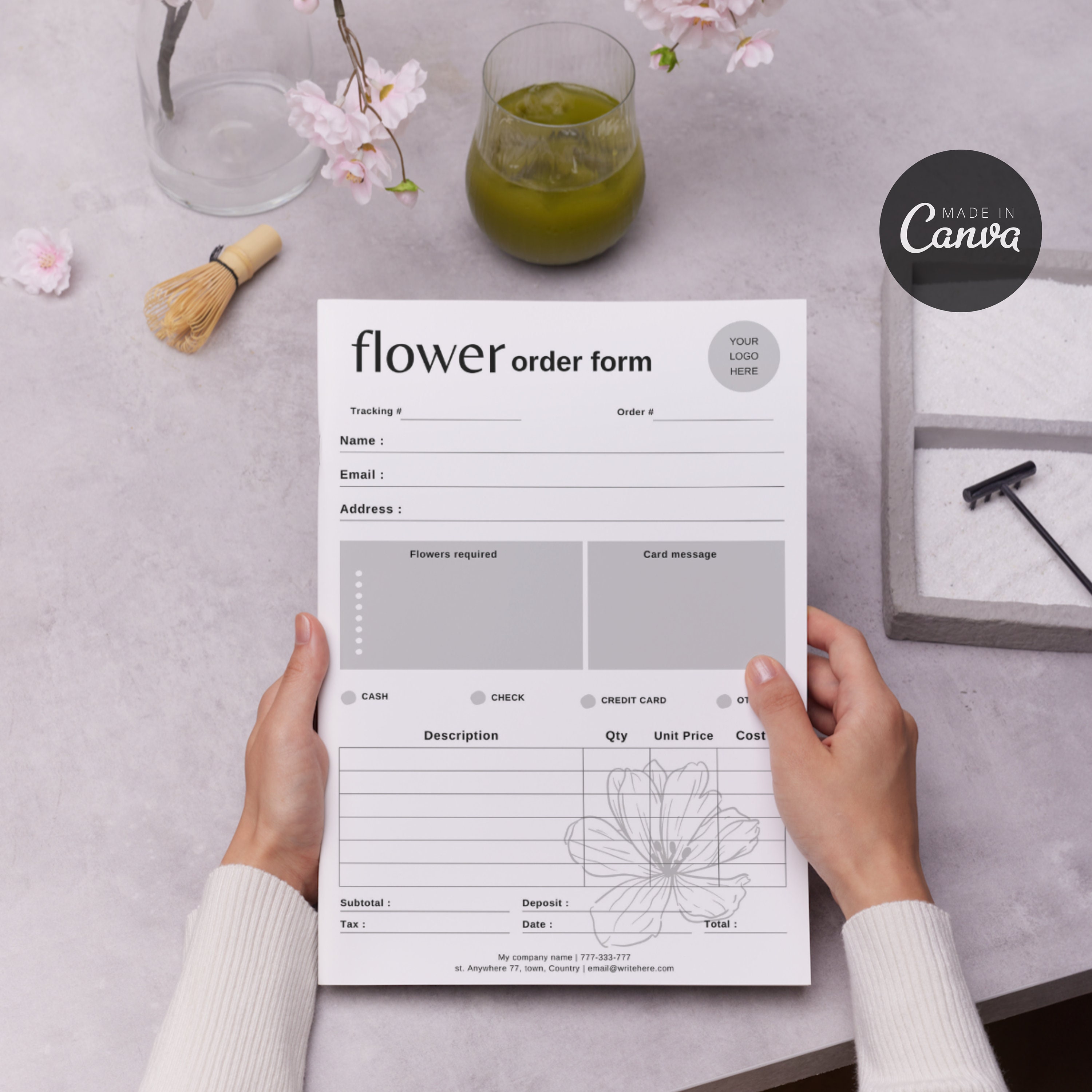 Florist Order Form Canva Template, Editable Craft Inventory Client ...