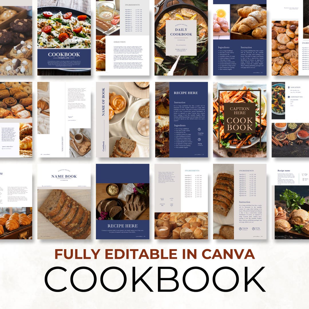 Editable Recipe Book Template: Canva Cook Ebook (8.5x11 US Letter) - Etsy
