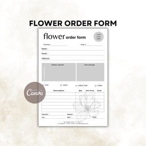Florist Order Form Canva Template, Editable Craft Inventory Client ...
