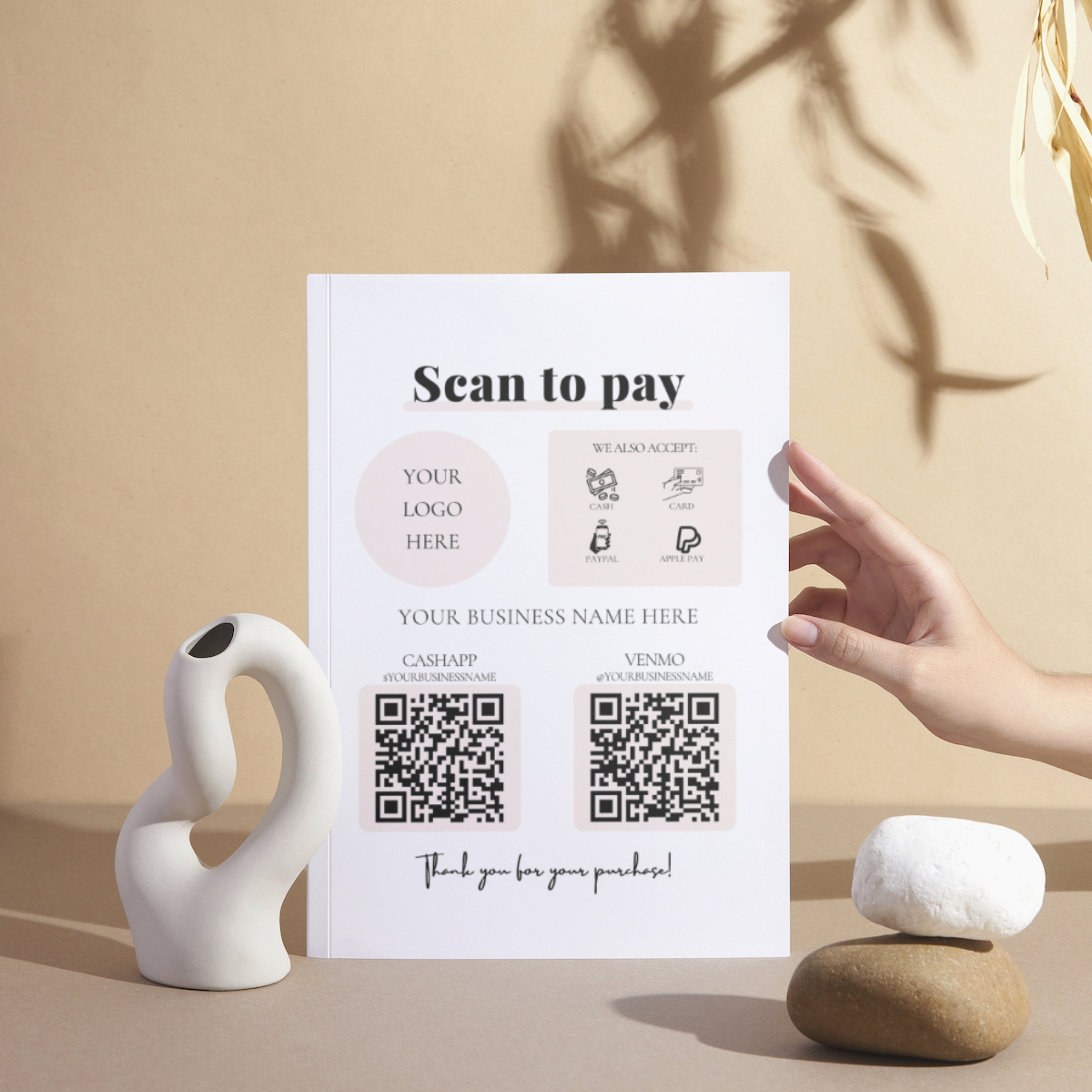 Scan to Pay QR Code Template, Editable Payment Salon, Permanent Jewelry ...
