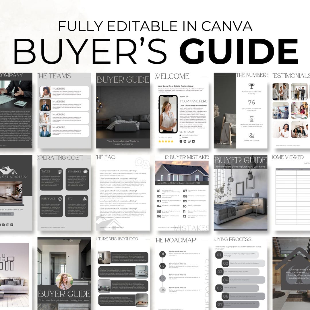 First Home Buyer's Guide, Editable in Canva Luxury Realtor Marketing ...
