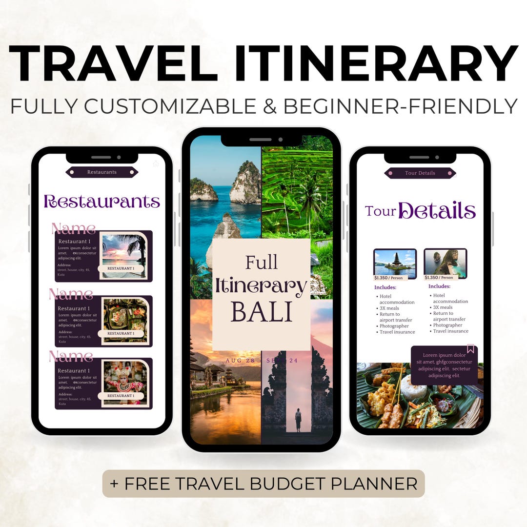 Bali Trip Planning Itinerary Template for Canva, 20-pages Travel ...