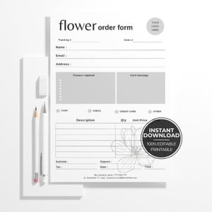 Florist Order Form Canva Template, Editable Craft Inventory Client ...