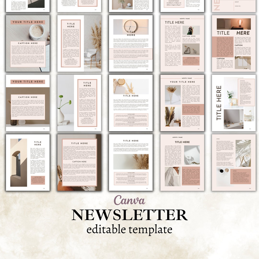 Email Newsletter Template, Editable 50 Aesthetic Canva Pages ...