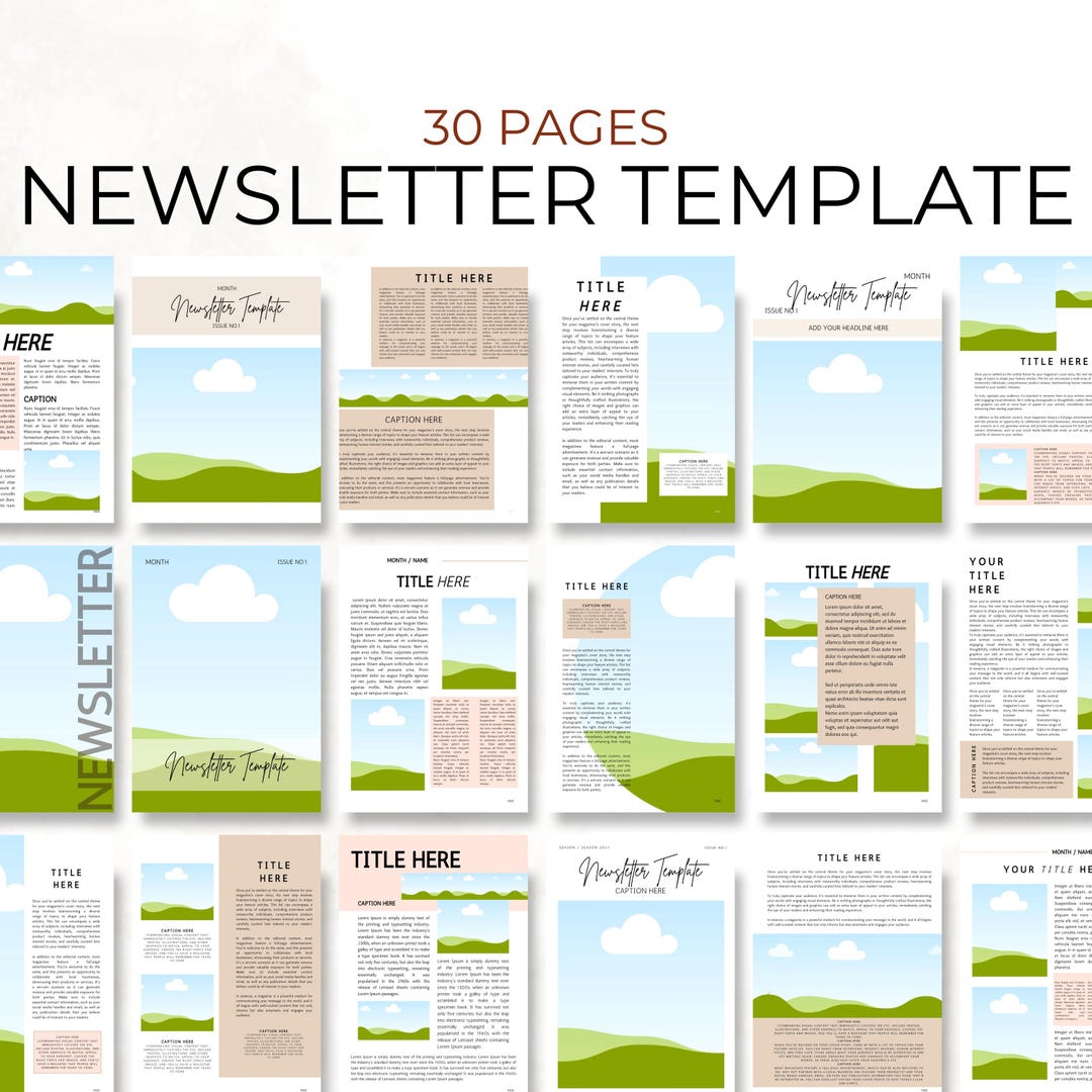 30 Pages Newsletter Template, Editable in Canva Digital Newspaper for ...