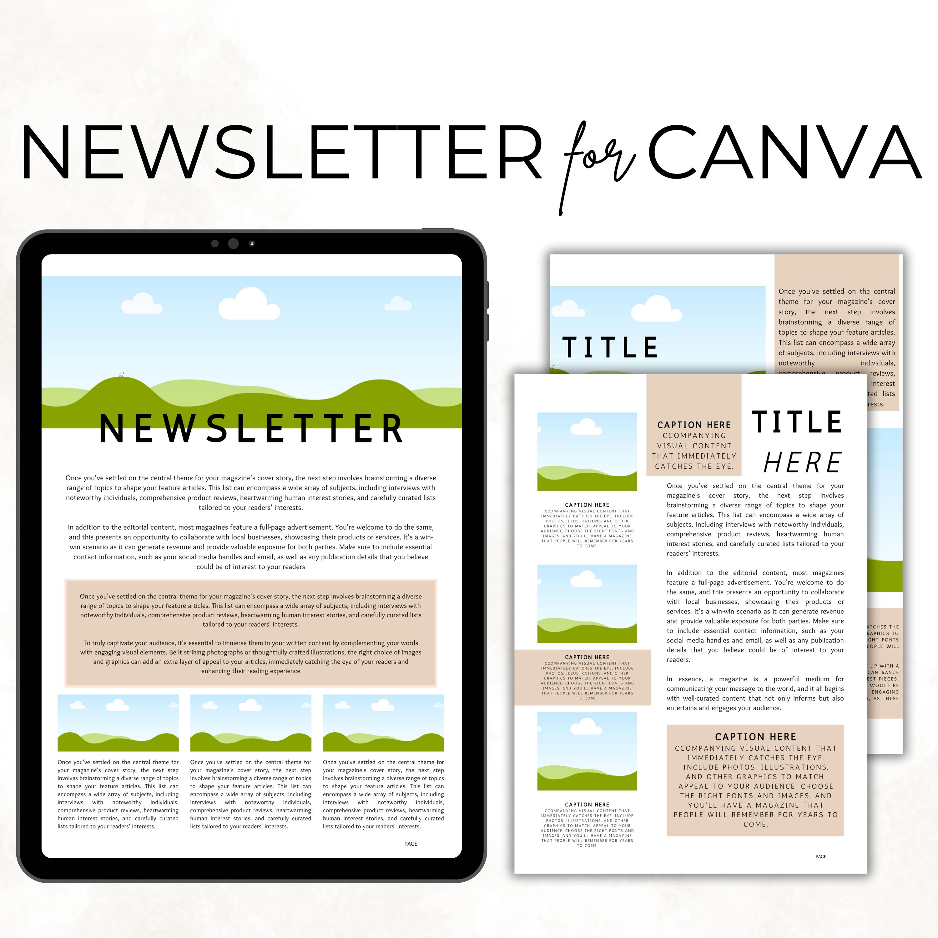3 Pages Newsletter Template, Editable in Canva Daily, Weekly or Monthly ...