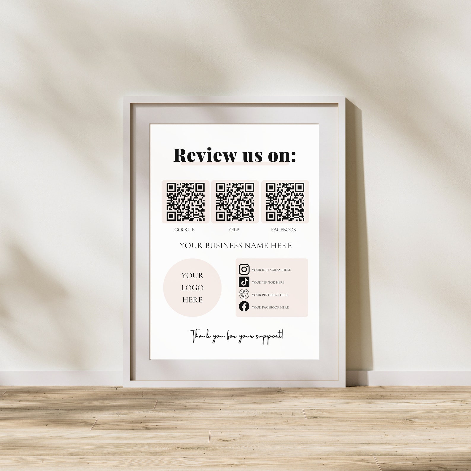 QR Code Leave a Review Business Card, Editable in Canva Google Review ...