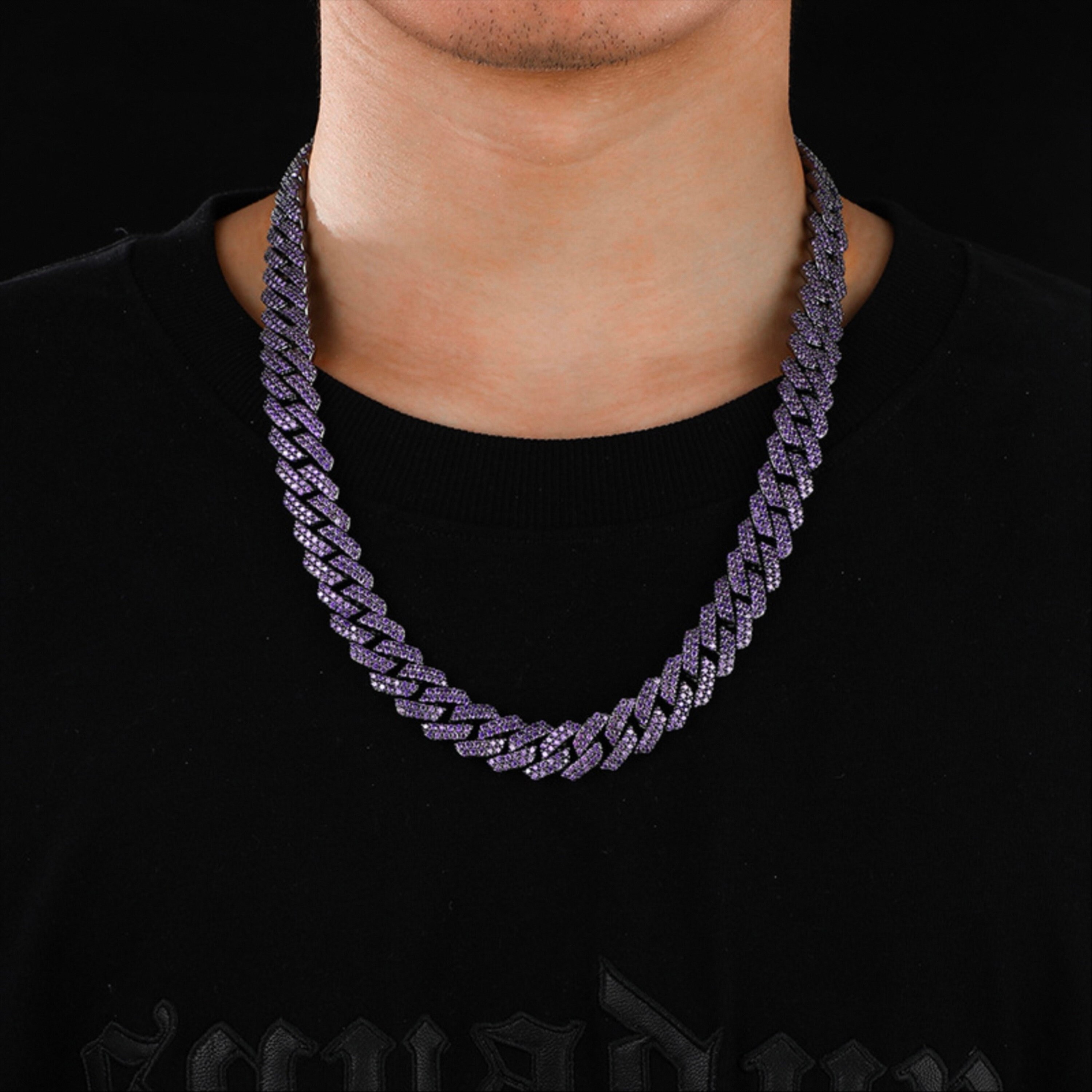 Purple Iced Out Cuban Chain - Etsy