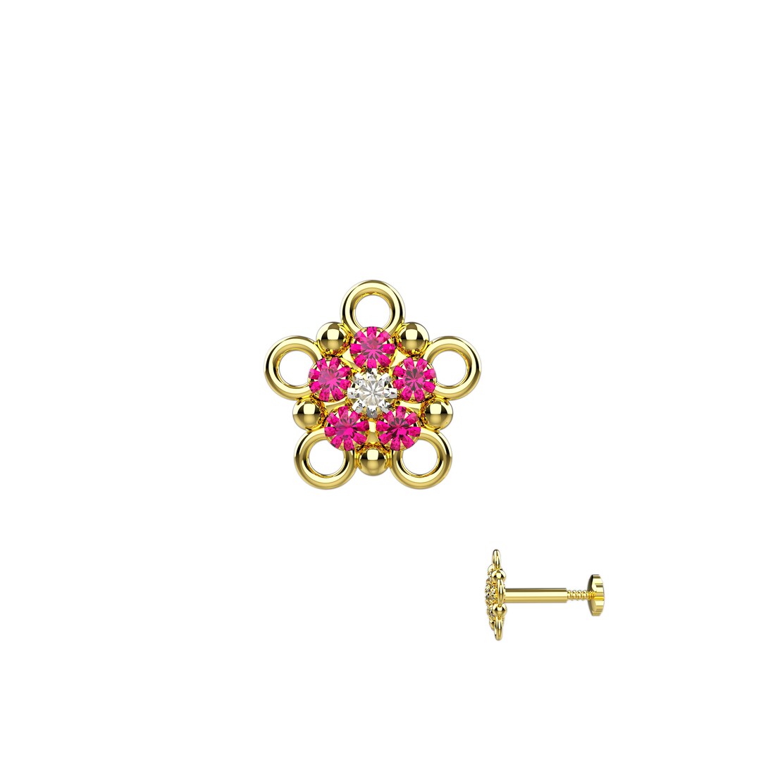 Ruby Nose Stud Custom Nose Jewelry Gold Nose Stud Gold Nose Jewelry ...