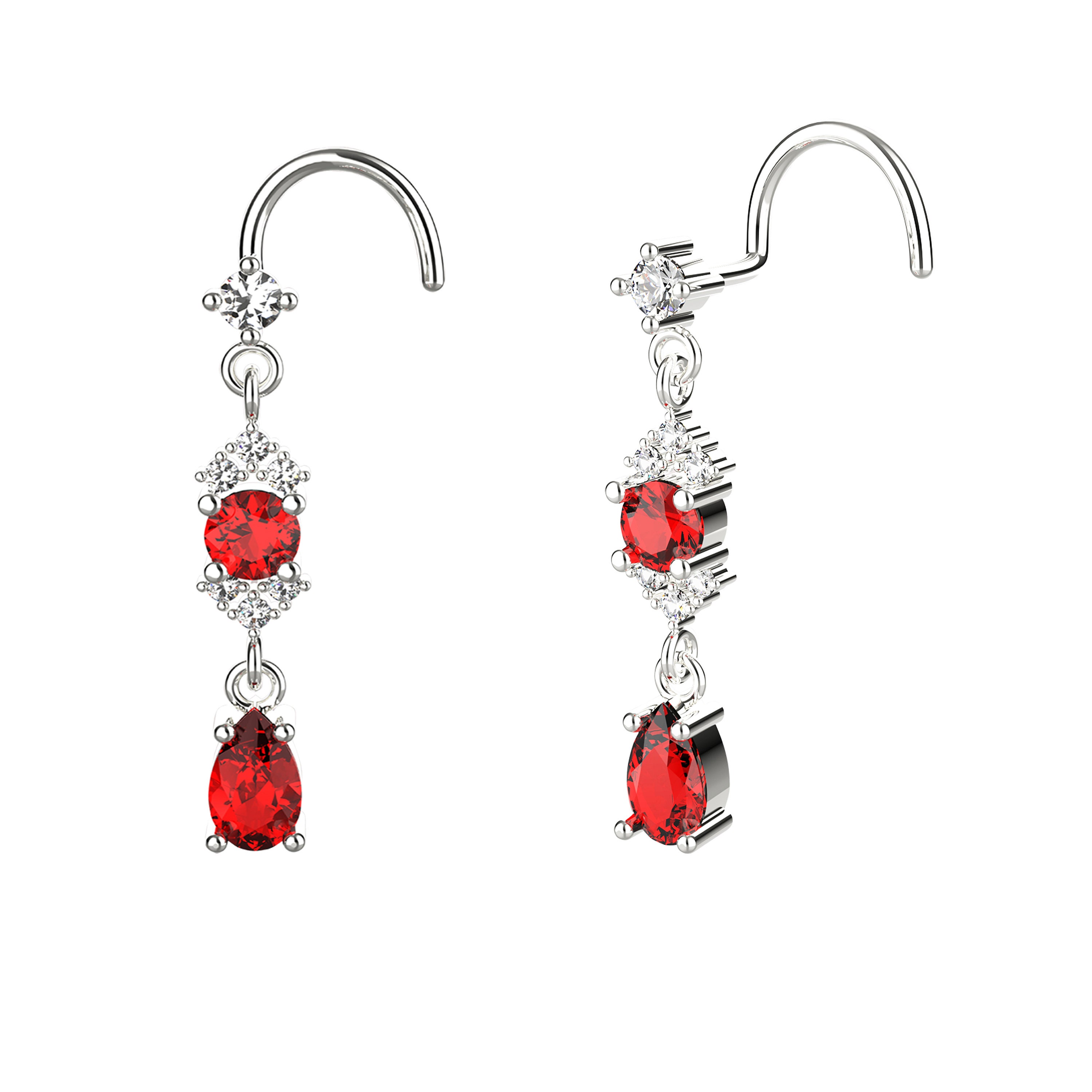 Natural Red Garnet Gems Dangle Nose Ring 18G Indian Nose - Etsy