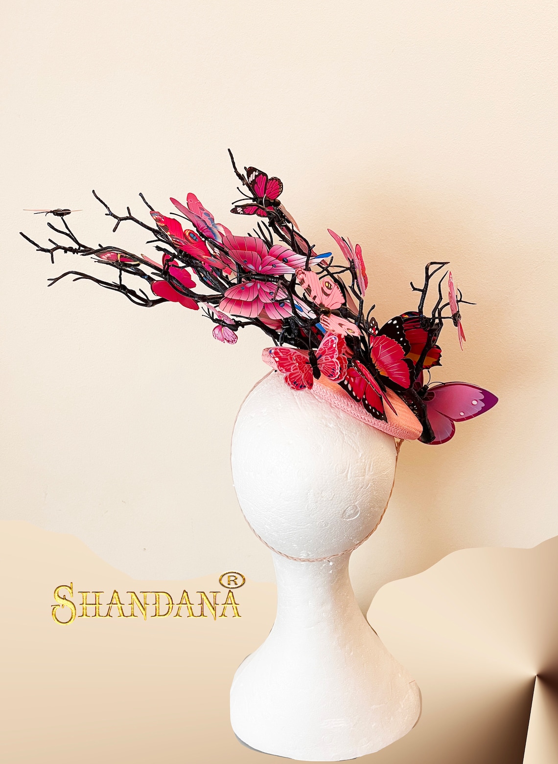 Pink Butterfly Fascinator Hot Pink Butterflies Hat Royal Ascot Hat ...