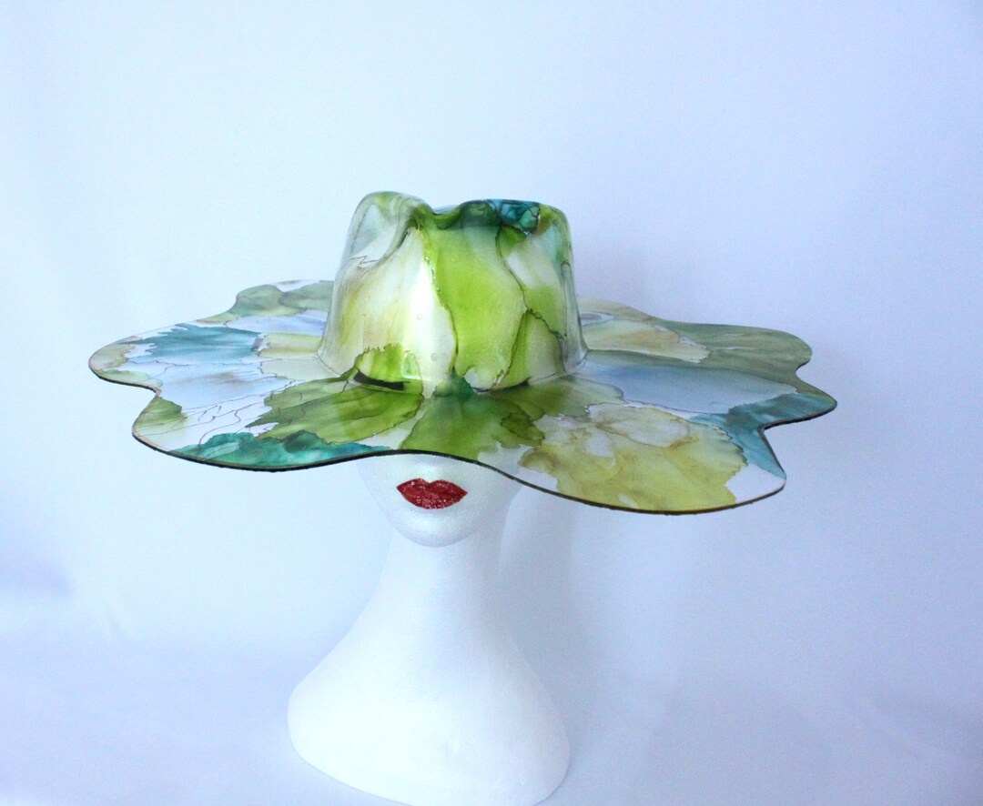 Transparent Hat Editorial Hat Green Burlesque Abstract Art Hat Unusual ...