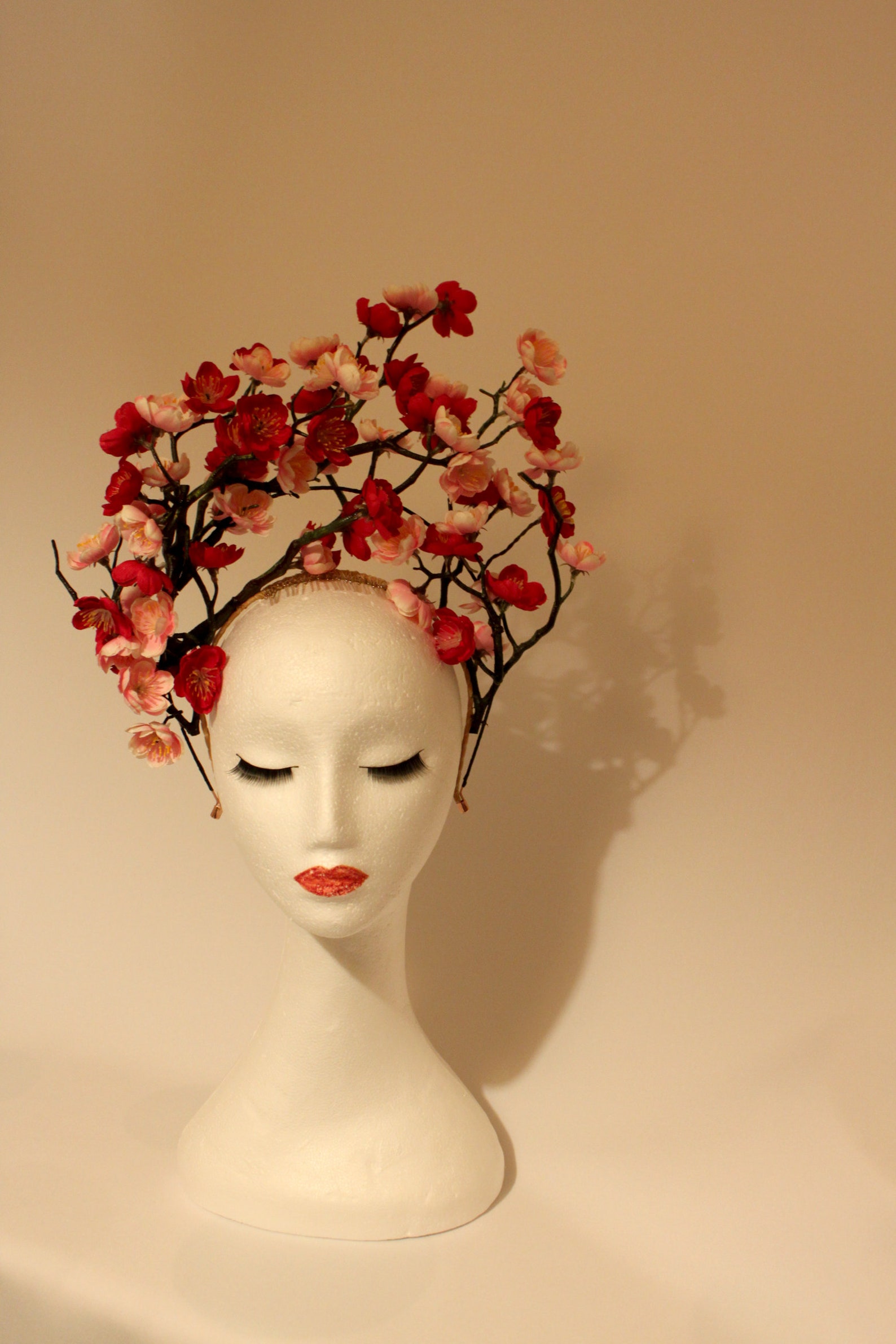 Pink and Red Headpiece Cherry Blossoms Millinery Party Headband Special ...