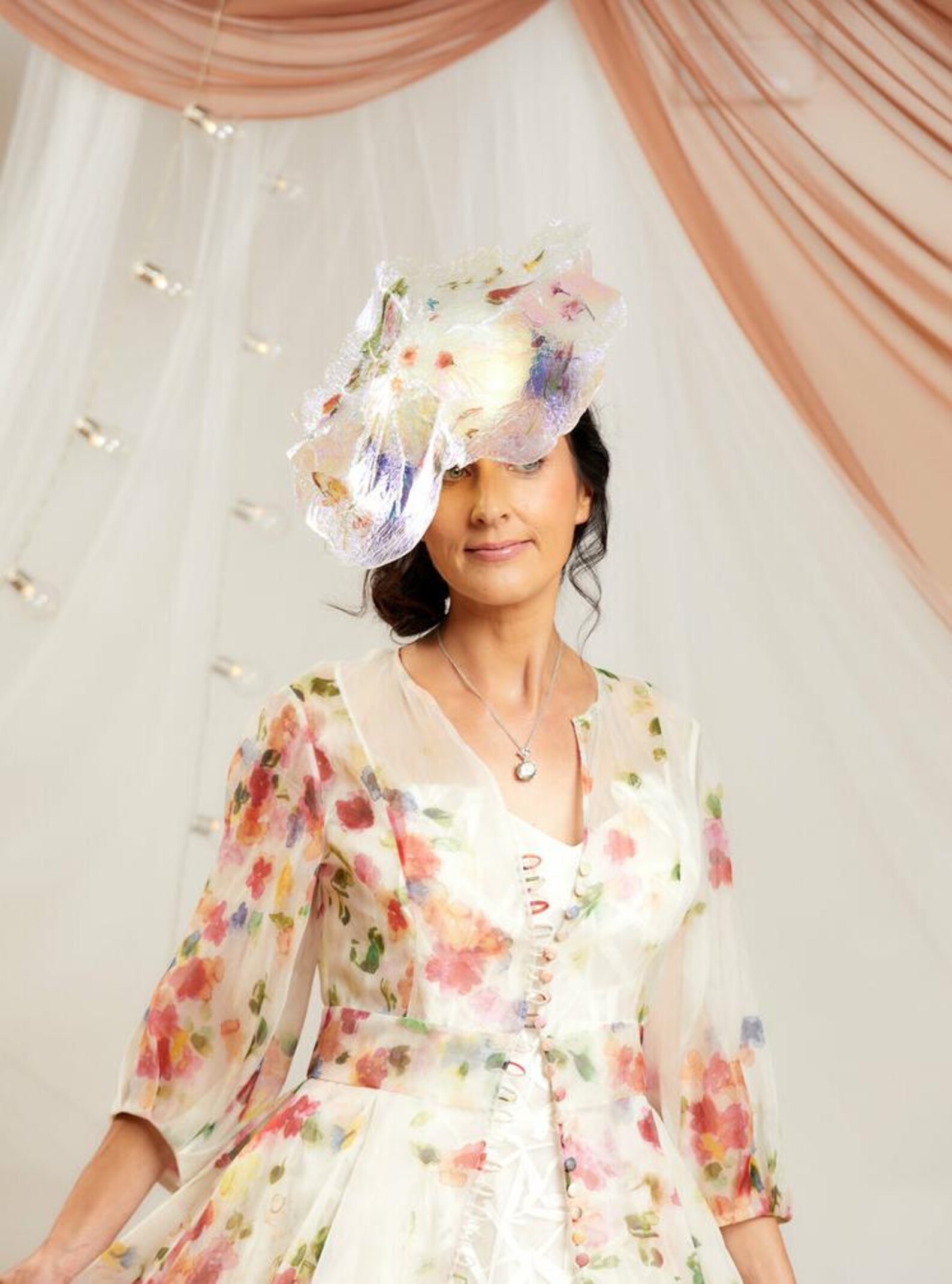 Transparent Sculptural Fascinator, Floral Hat, Pink Shades, Poetic ...