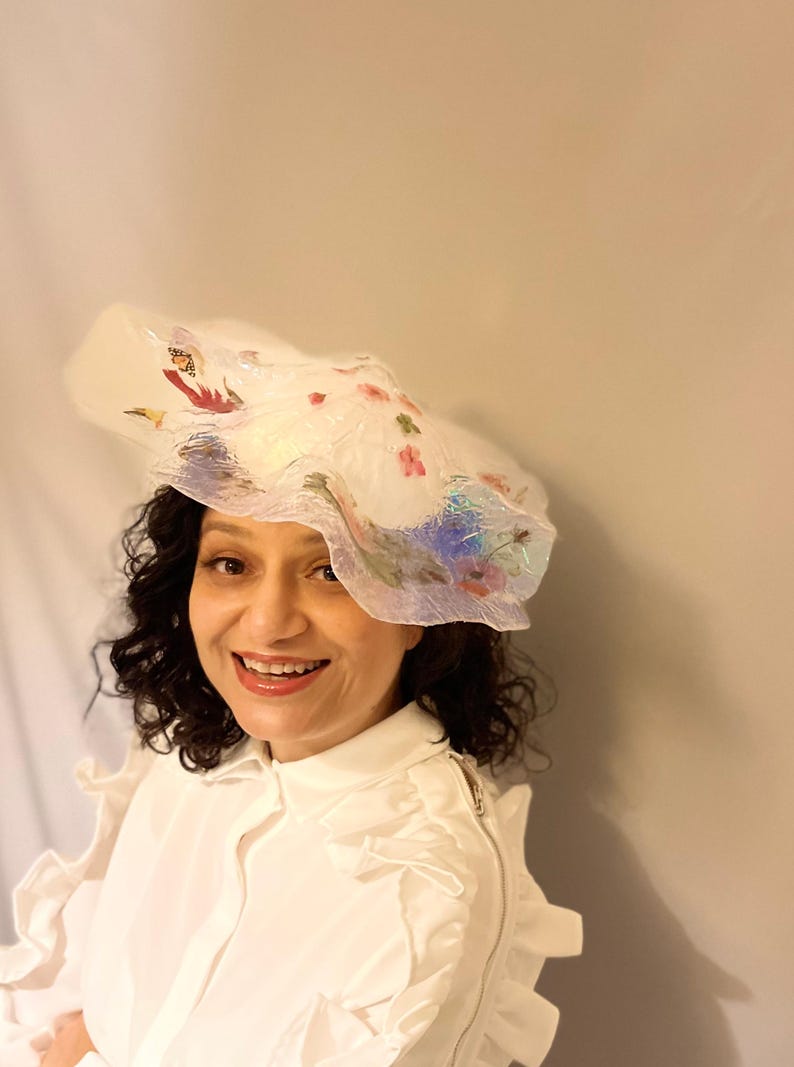 Transparent Sculptural Fascinator, Floral Hat, Pink Shades, Poetic ...