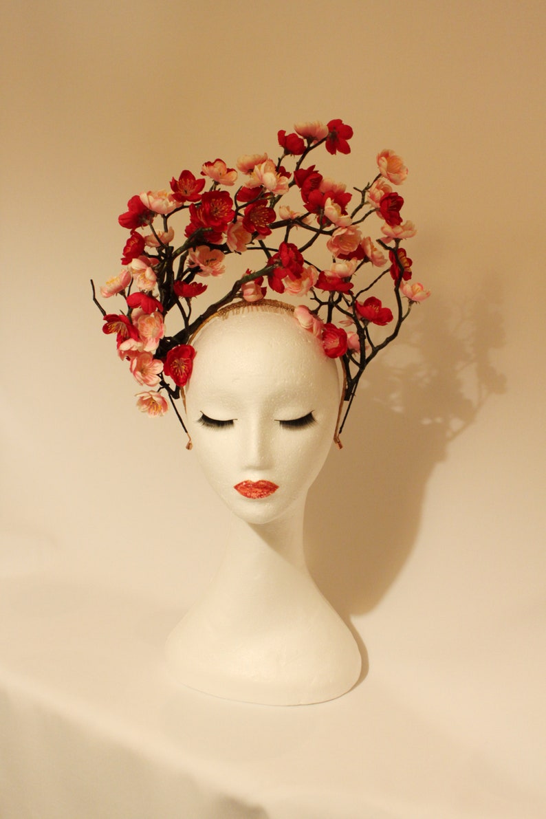 Pink and Red Headpiece Cherry Blossoms Millinery Party Headband Special ...