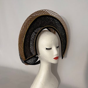 Crowning Glory Ascot Hat, Black and Gold Luxury Crown Tiara, Haute ...
