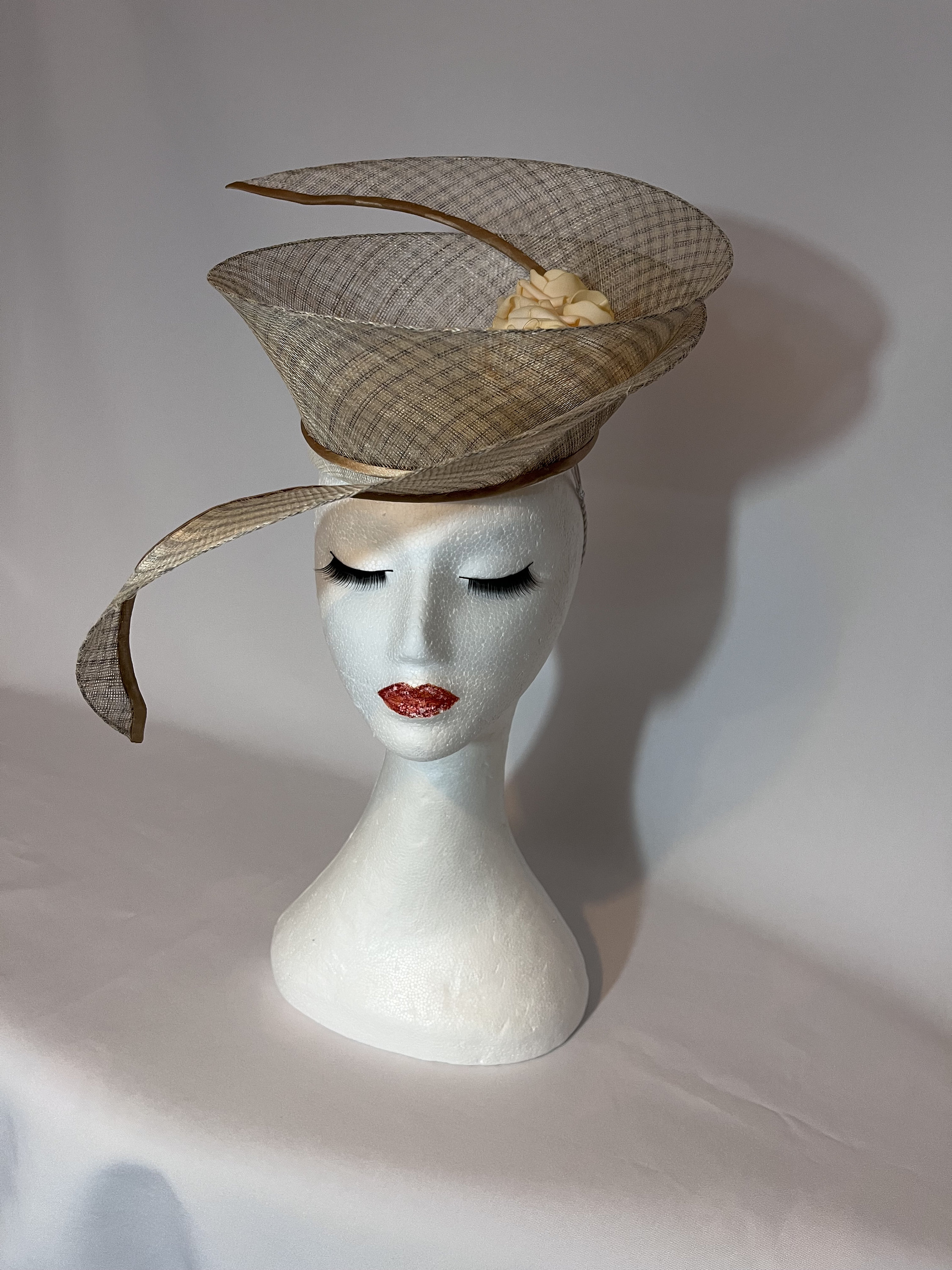 Beige Ivory Architectural Headpiece Sculptural Hat Races Ladies Day ...