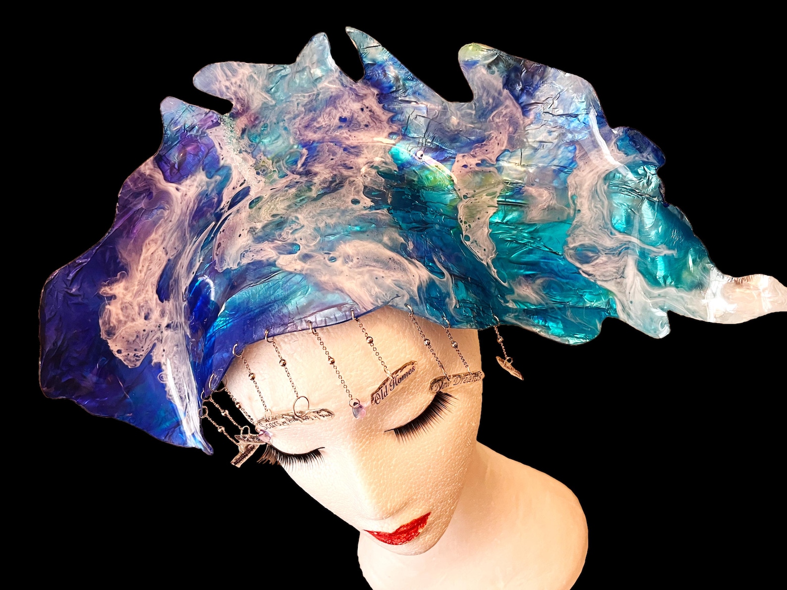 Ocean Wave Statement Headpiece – Avant Garde Water-themed Hat, Royal ...