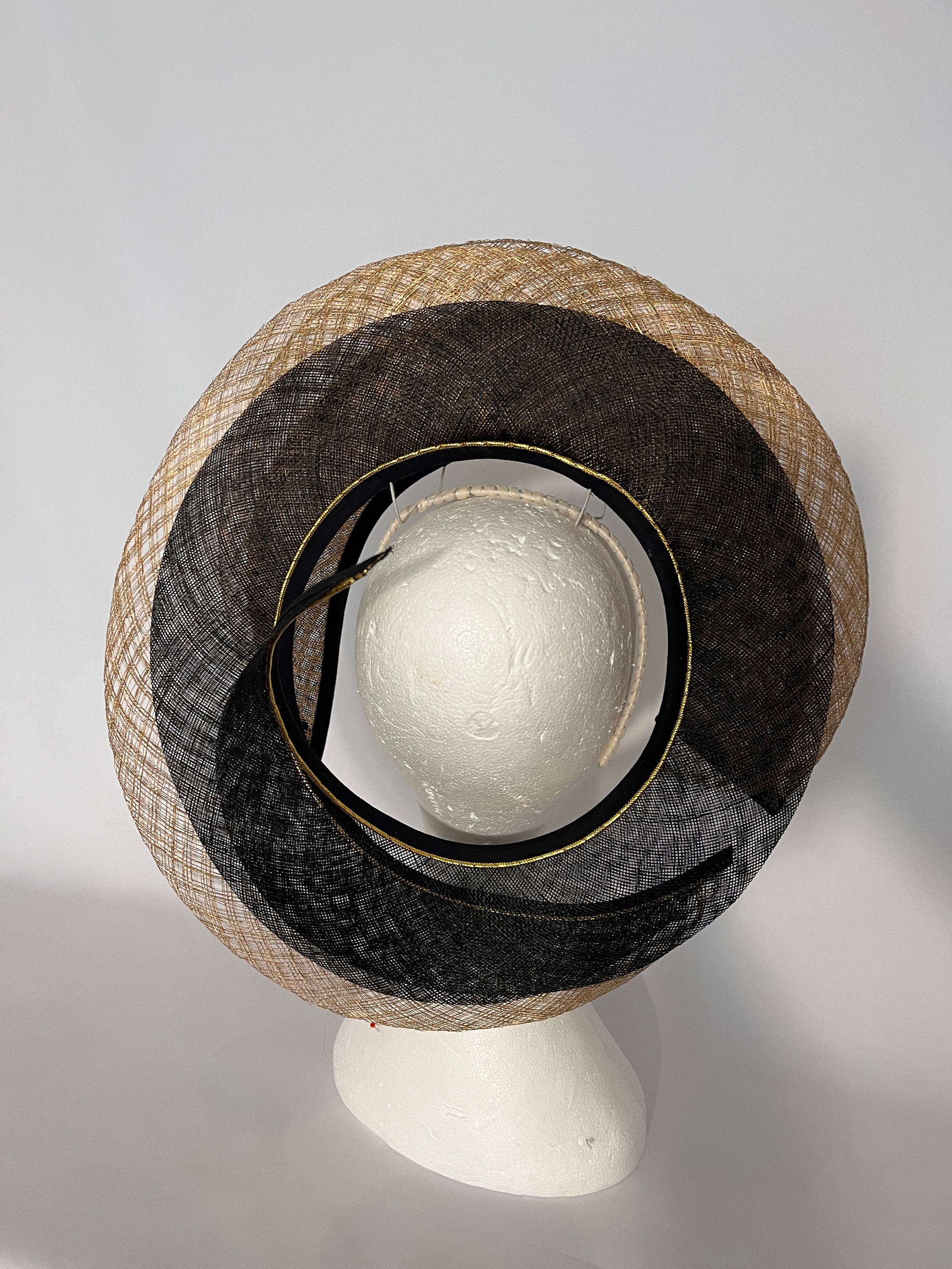 Crowning Glory Ascot Hat, Black and Gold Luxury Crown Tiara, Haute ...