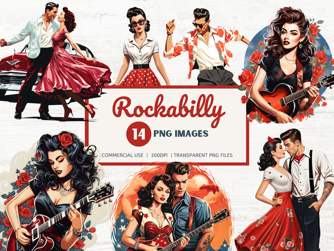 Rockabilly Clipart Graphics, Guys and Gals, Transparent Pngs ...
