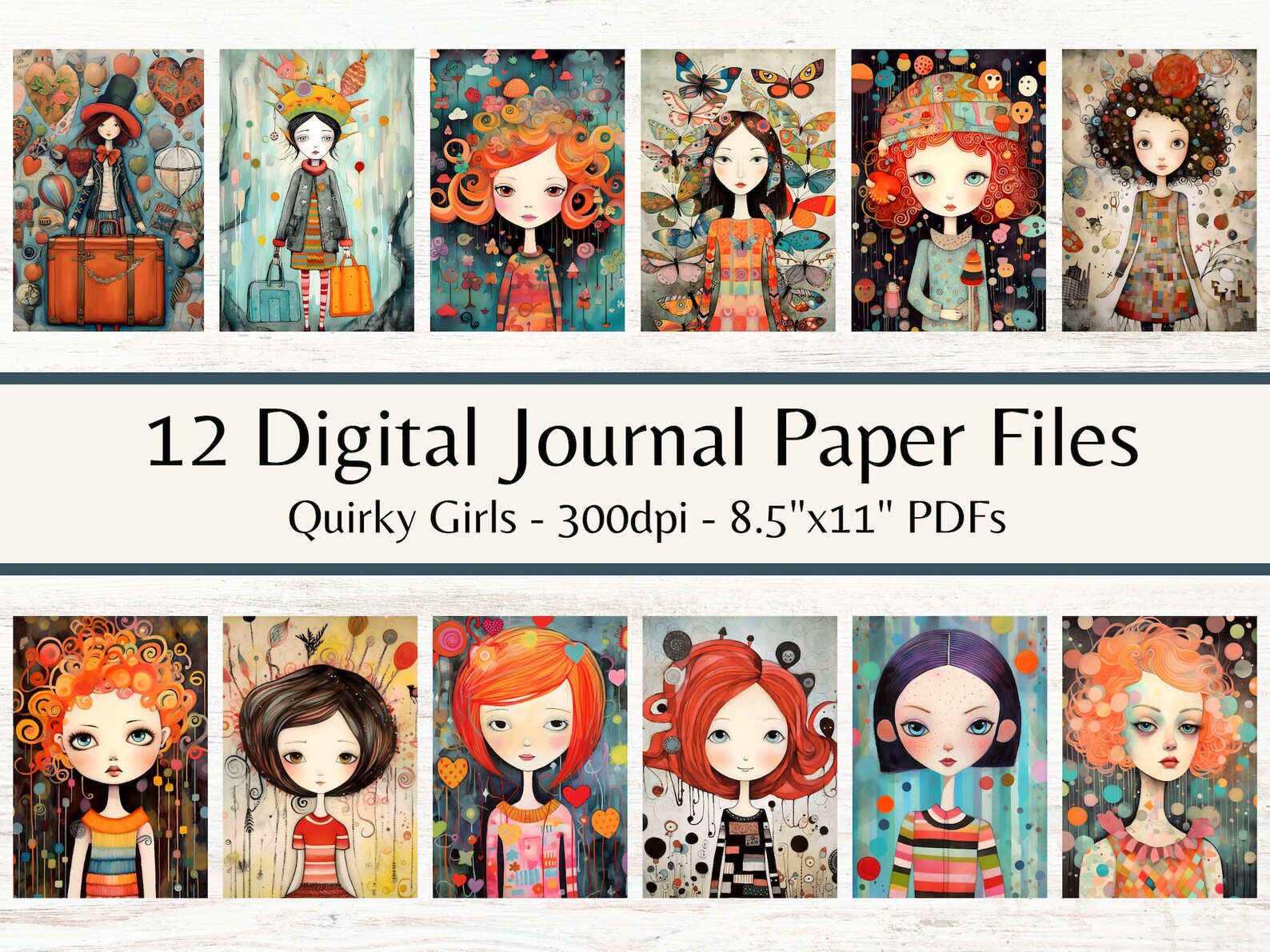 Quirky Girls Printable Journal Paper, Print at Home Pdfs, INSTANT ...