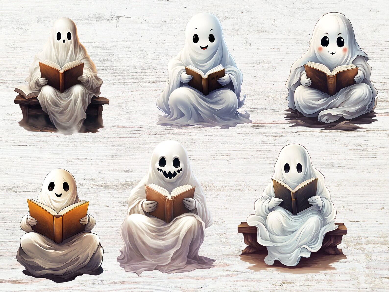 Ghost Reading Book Clipart, PNG Transparent, Halloween Illustrations ...