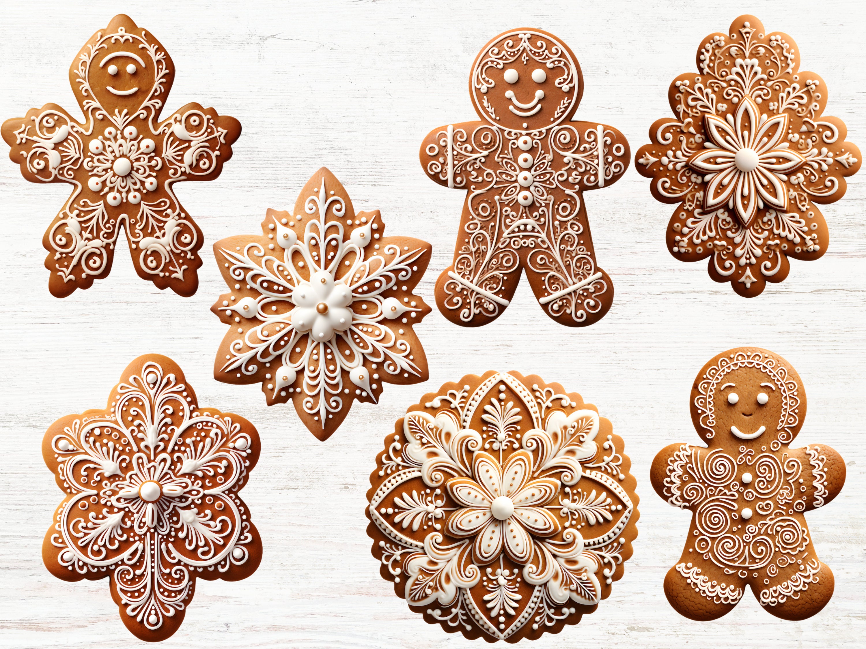 Gingerbread Cookie Clipart Bundle, Transparent Pngs, Commercial Use ...