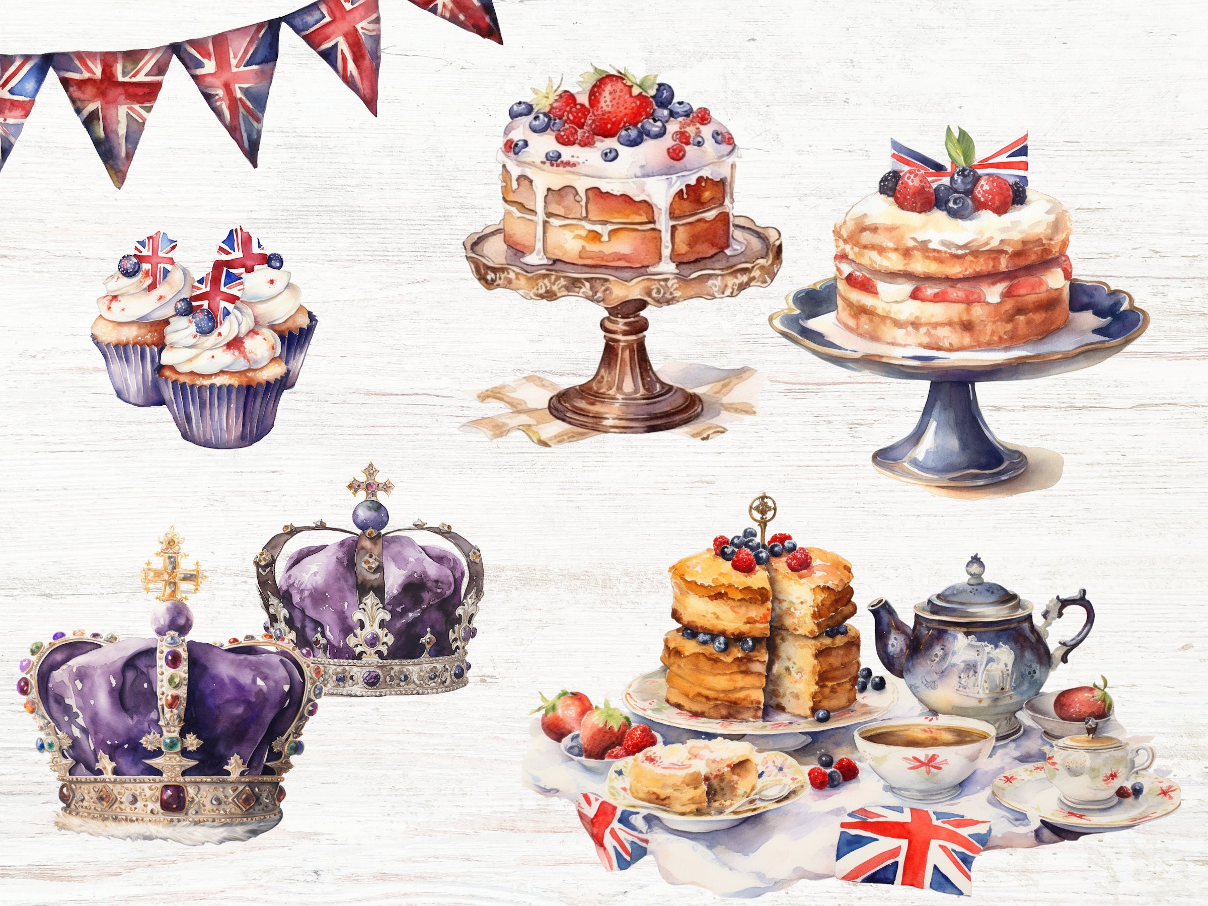 British Tea Party Clipart Watercolor, Transparent Pngs, Commercial Use ...