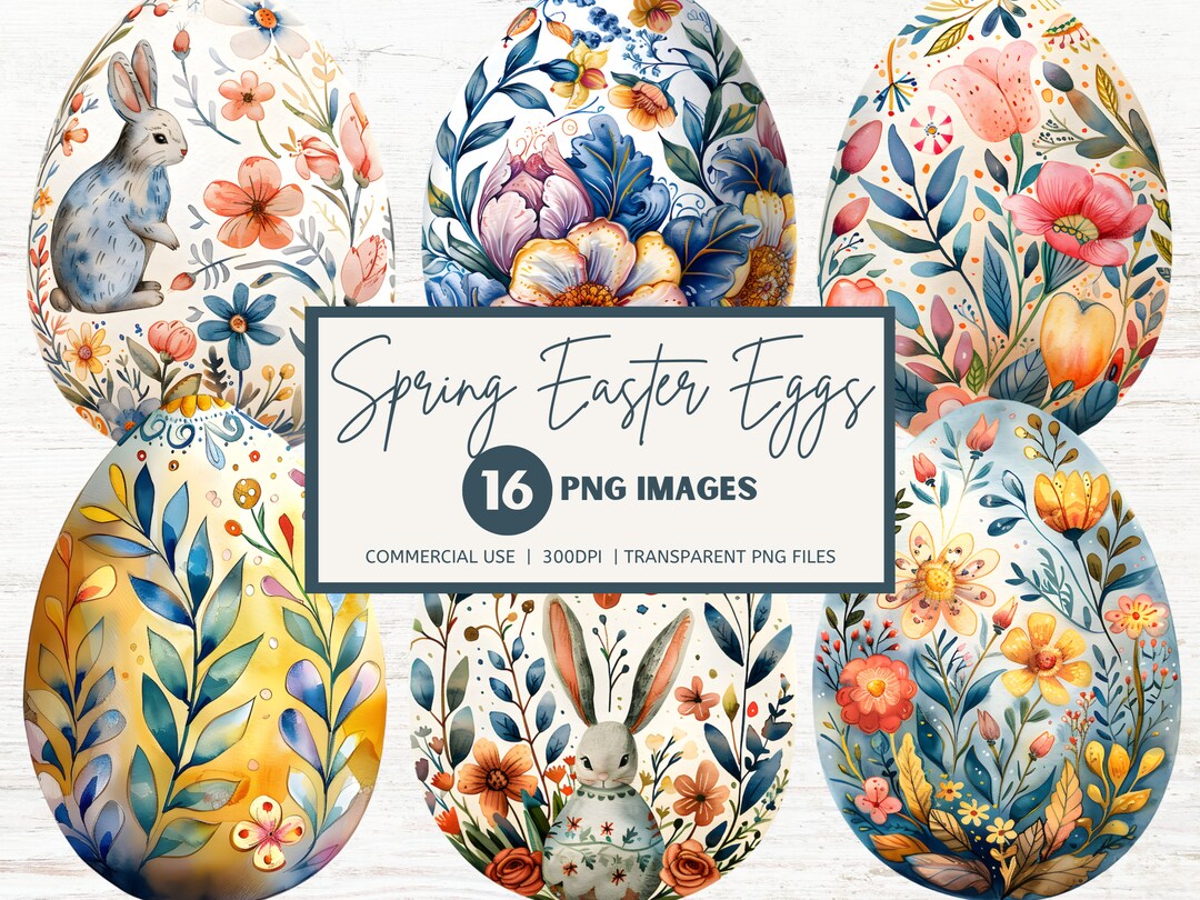 Spring Easter Egg Clipart Bundle, Transparent Pngs, Commercial Use ...