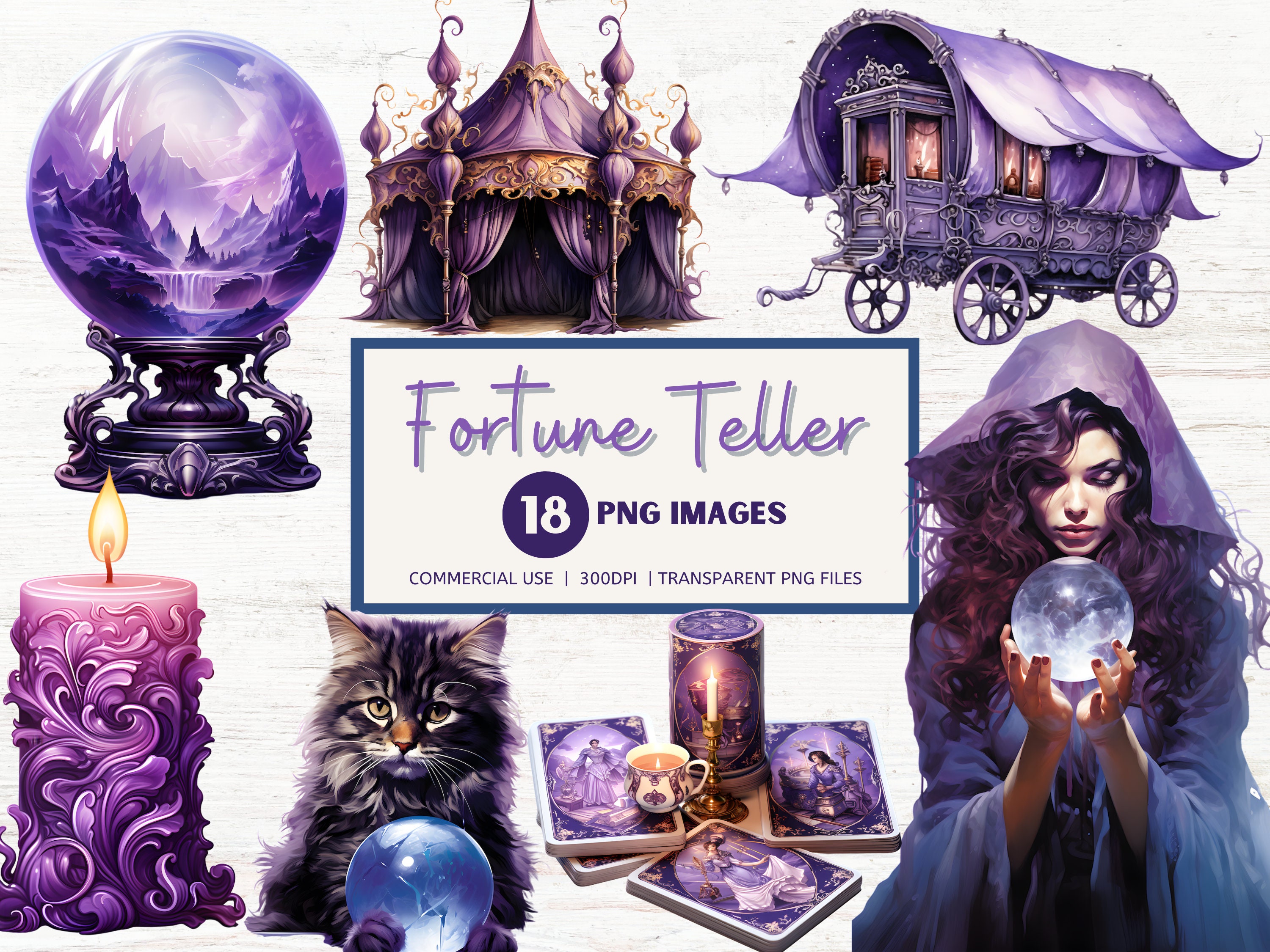 Fortune Teller Clipart Bundle, Transparent Pngs, Commercial Use ...