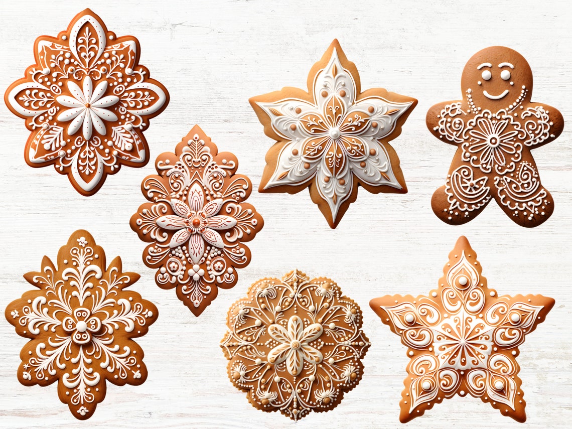 Gingerbread Cookie Clipart Bundle, Transparent Pngs, Commercial Use ...