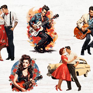 Rockabilly Clipart Graphics, Guys and Gals, Transparent Pngs ...