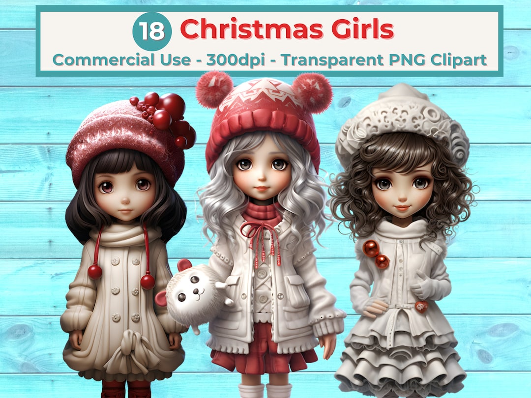 Christmas Girls Clipart, Transparent Pngs, Commercial Use, INSTANT ...