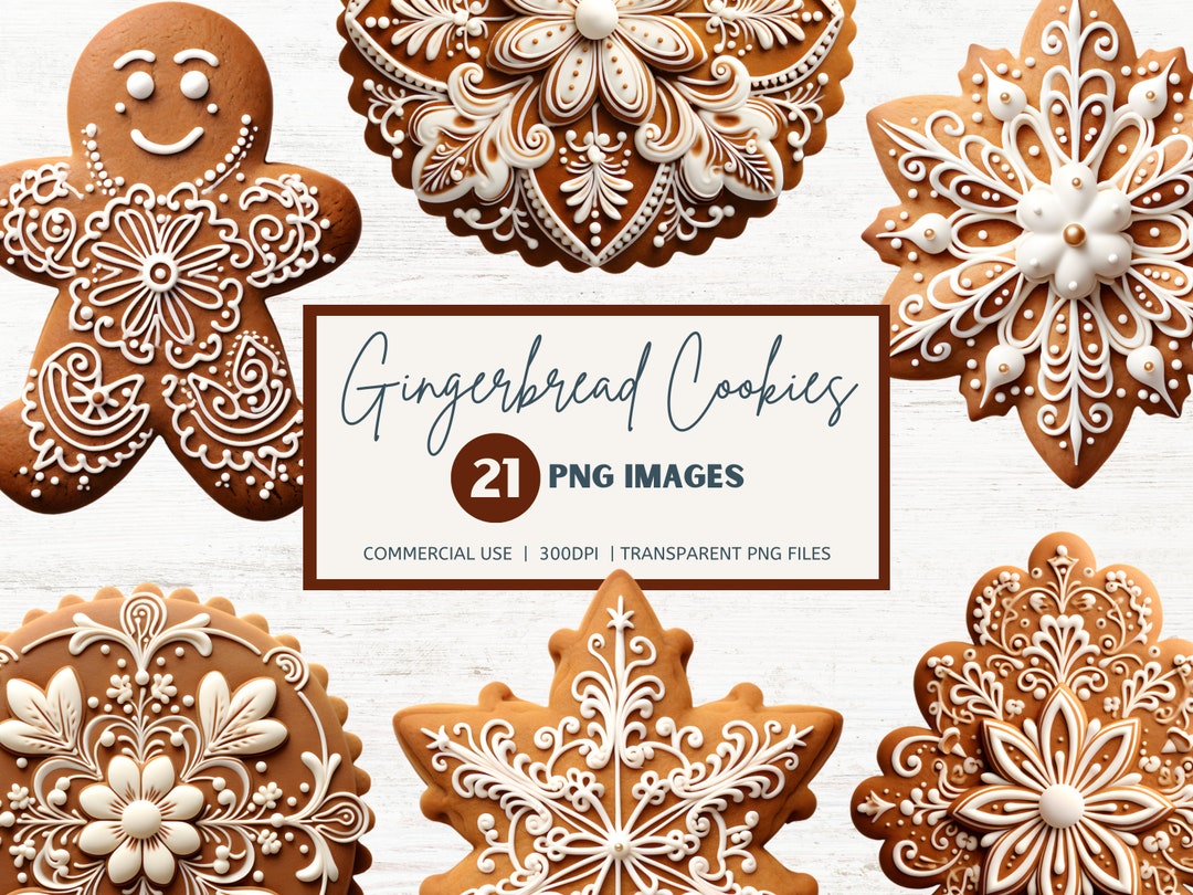 Gingerbread Cookie Clipart Bundle, Transparent Pngs, Commercial Use ...