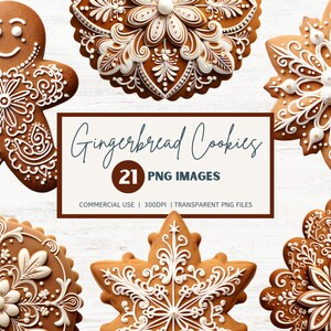 Gingerbread Cookie Clipart Bundle, Transparent Pngs, Commercial Use ...