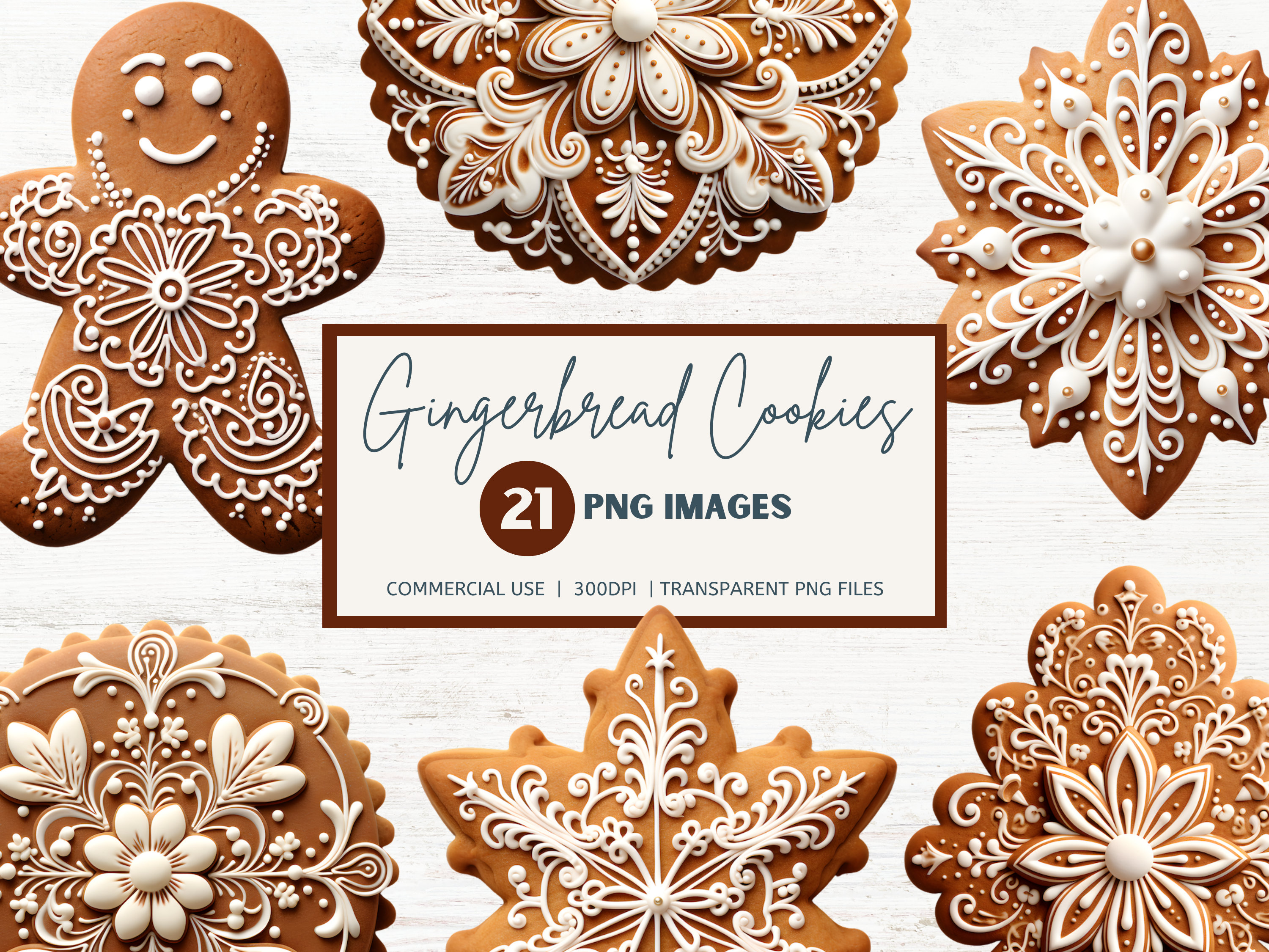 Gingerbread Cookie Clipart Bundle, Transparent Pngs, Commercial Use ...