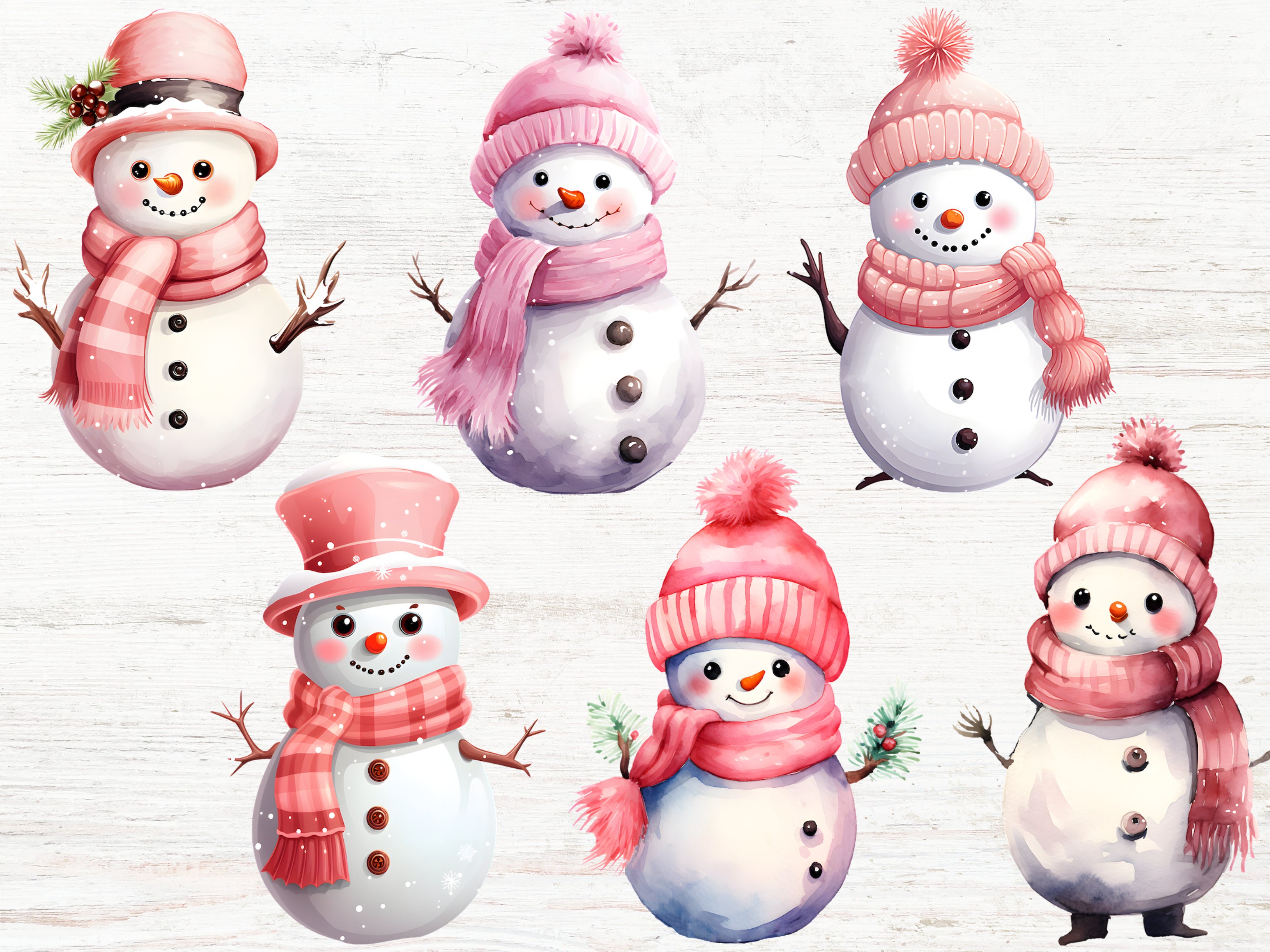 Pink Snowman Clipart, PNG Transparent, Watercolor, Christmas Winter ...