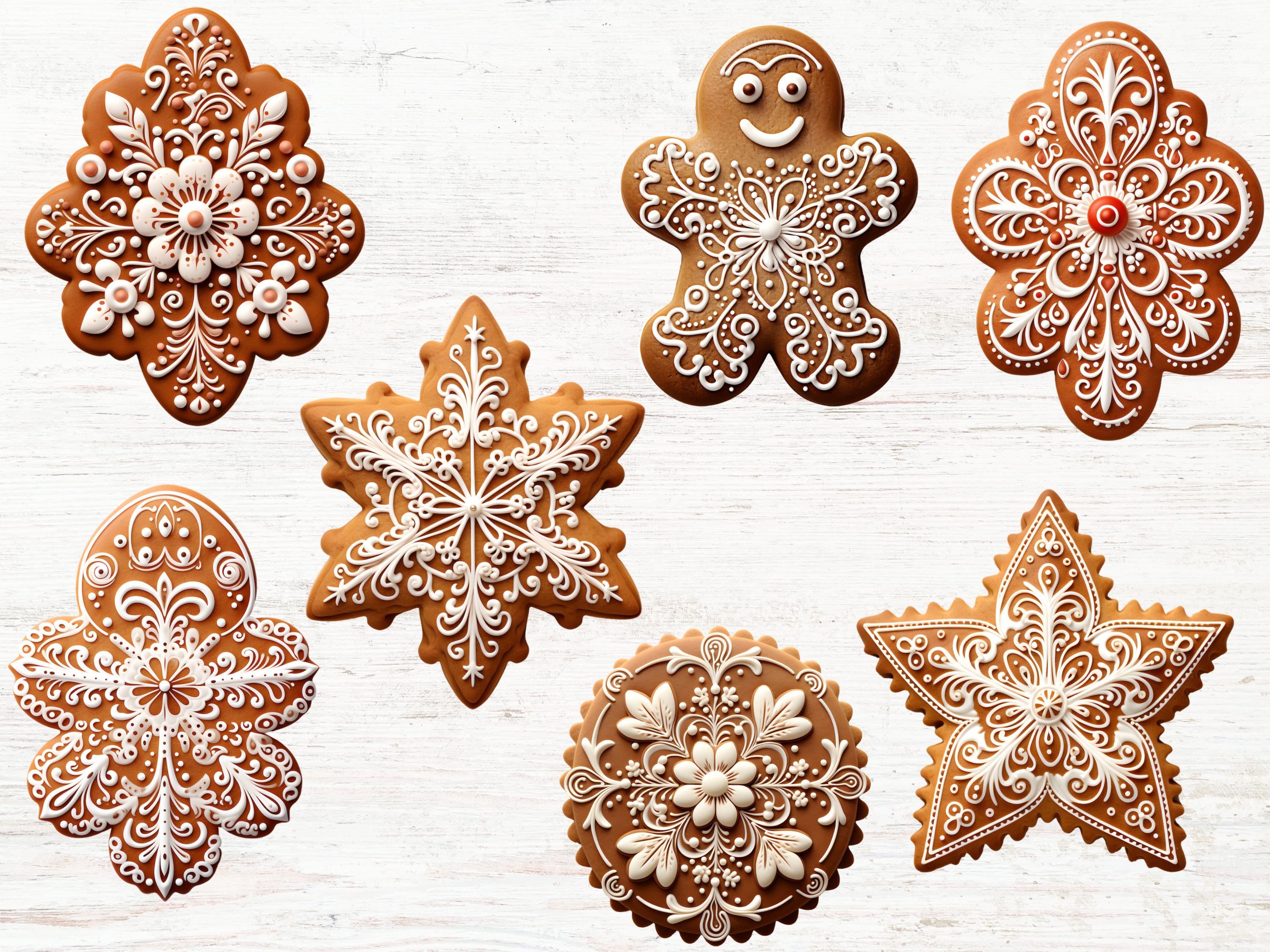 Gingerbread Cookie Clipart Bundle, Transparent Pngs, Commercial Use ...