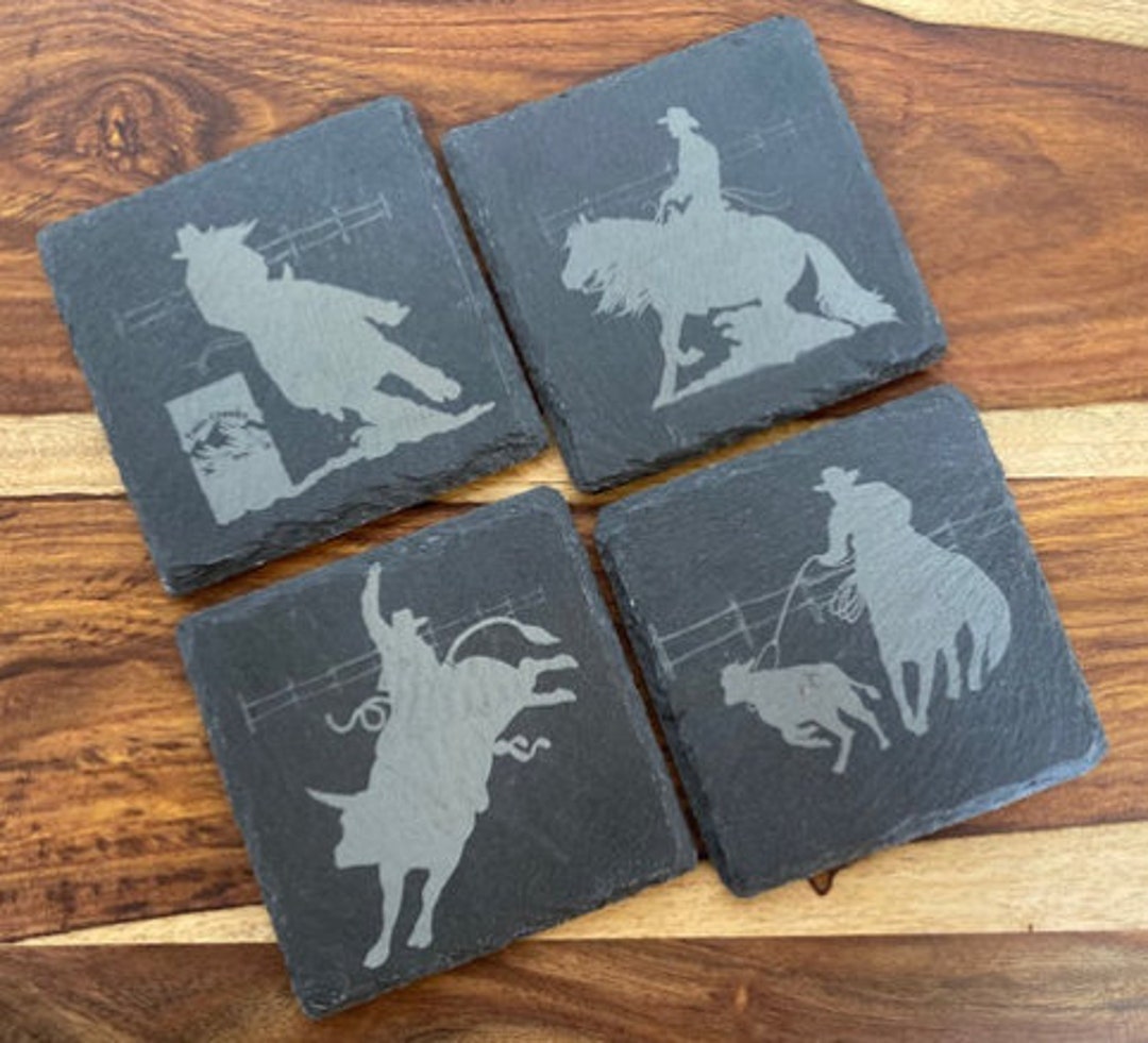 Rodeo Slate Square Coaster Set of 4 - Etsy