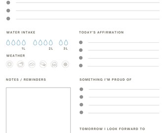 Minimalist Daily Planner Printable Insert, Digital Productivity Planner ...