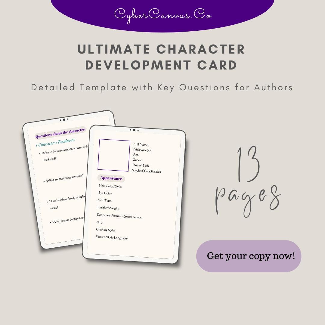 Ultimate Character Development Card: Detailed Template With Key ...